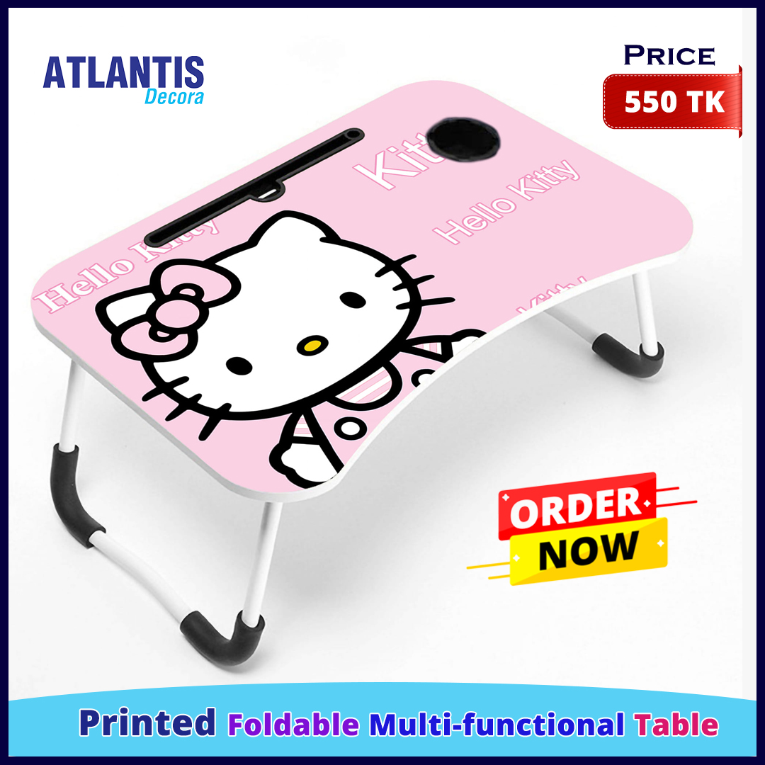Printed Foldable Multifunctional Table - Hello Kitty Design